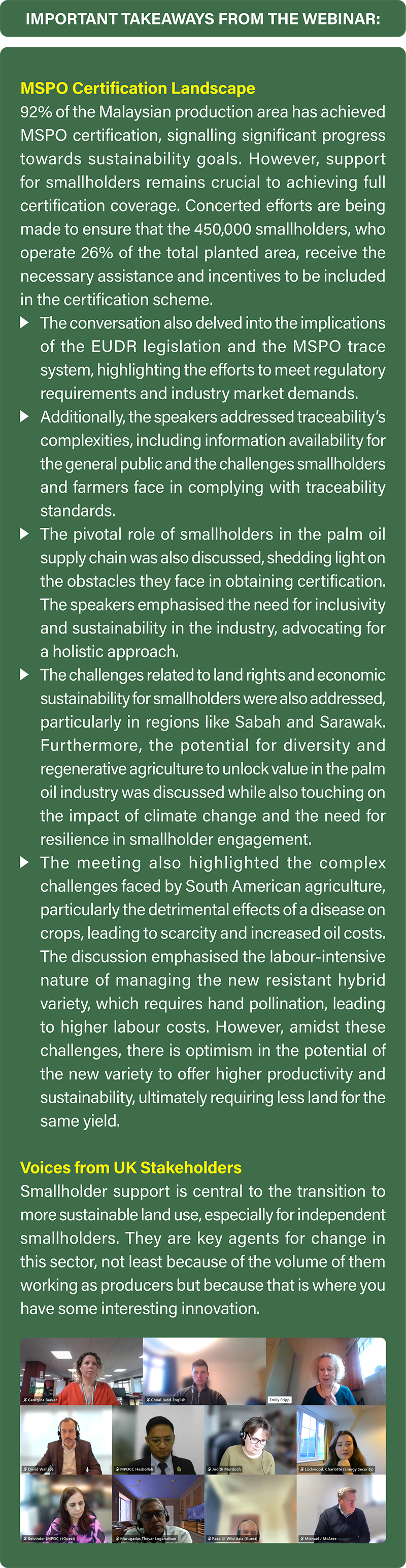 UK Stakeholders Group Embracing the MSPO 2.0 Certification Scheme